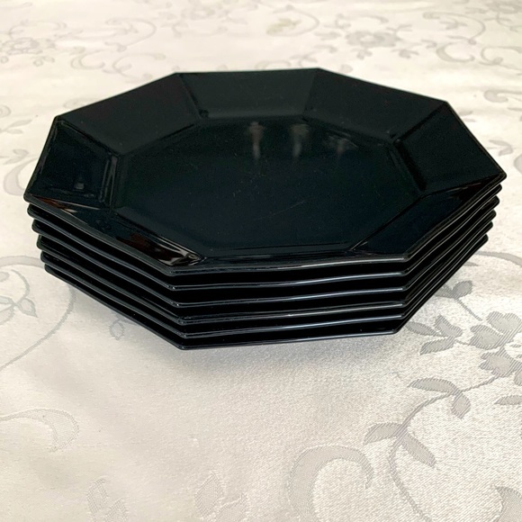 Arcoroc | Dining | Arcoroc France Black Octagon Plates 6 Pc Set Dinner ...